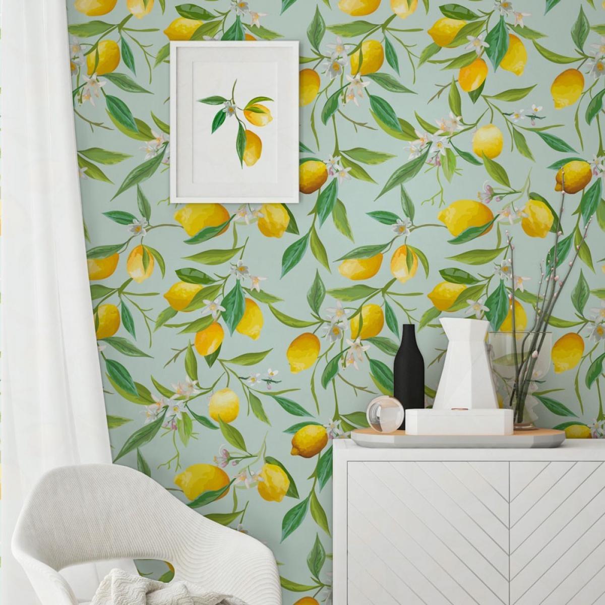 Rollo de papel pintado cocina de dos paneles autoadhesivos canvas LIMONERO