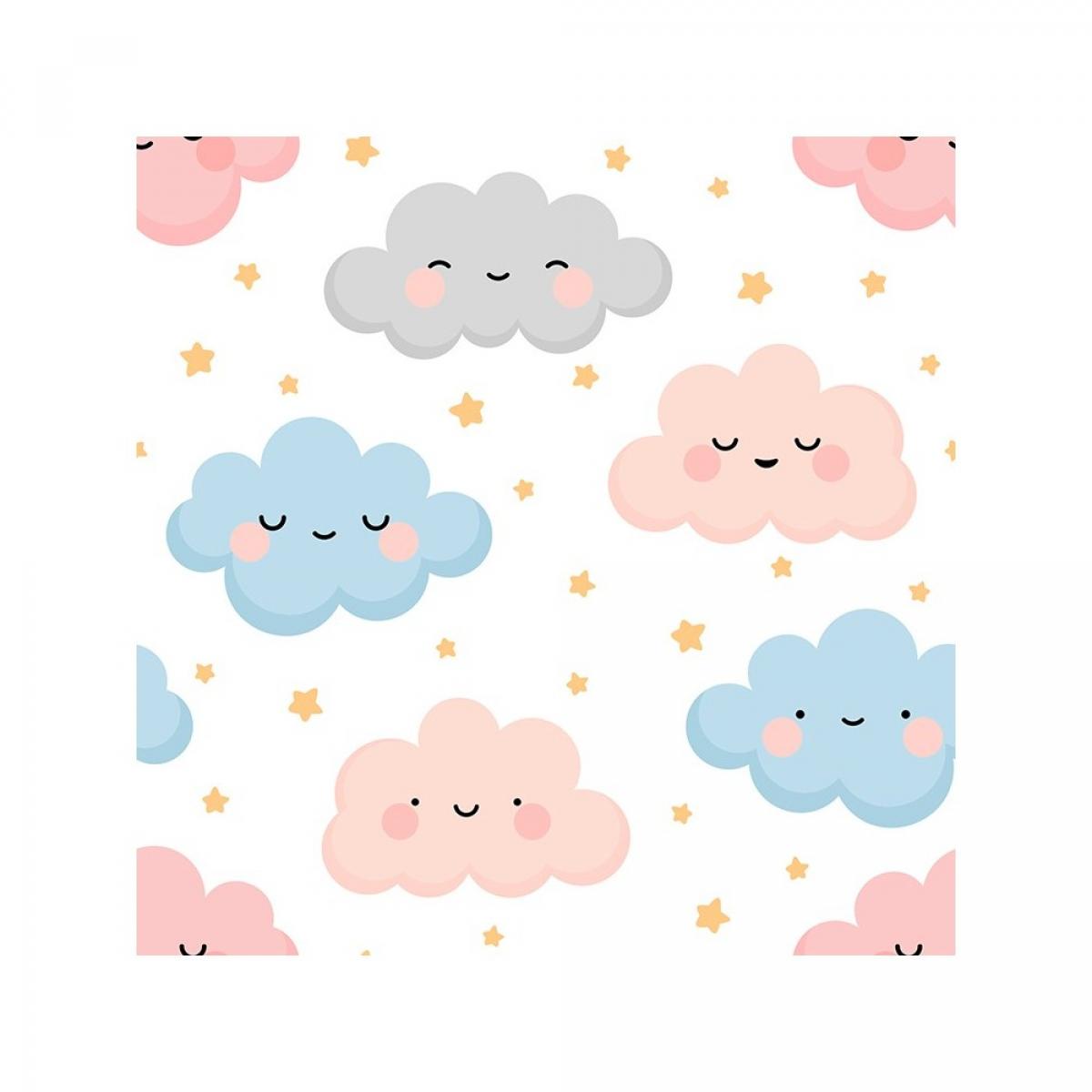Rollo de papel pintado infantil de dos paneles autoadhesivos canvas NUVOLS