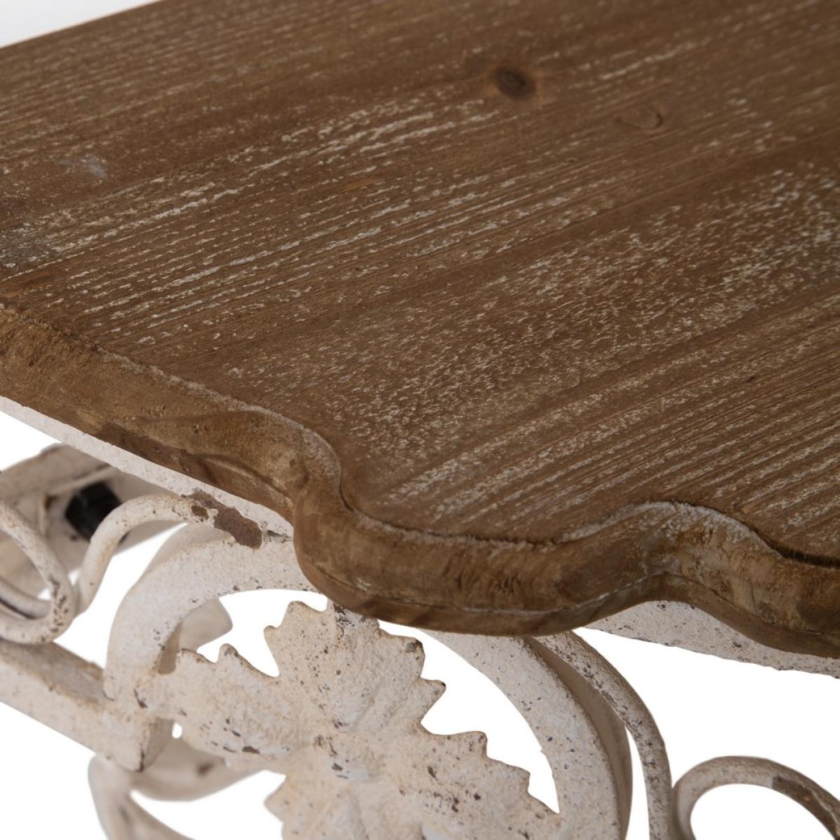 Consola blanco rozado madera - metal 120 x 40 x 91,50 cm
