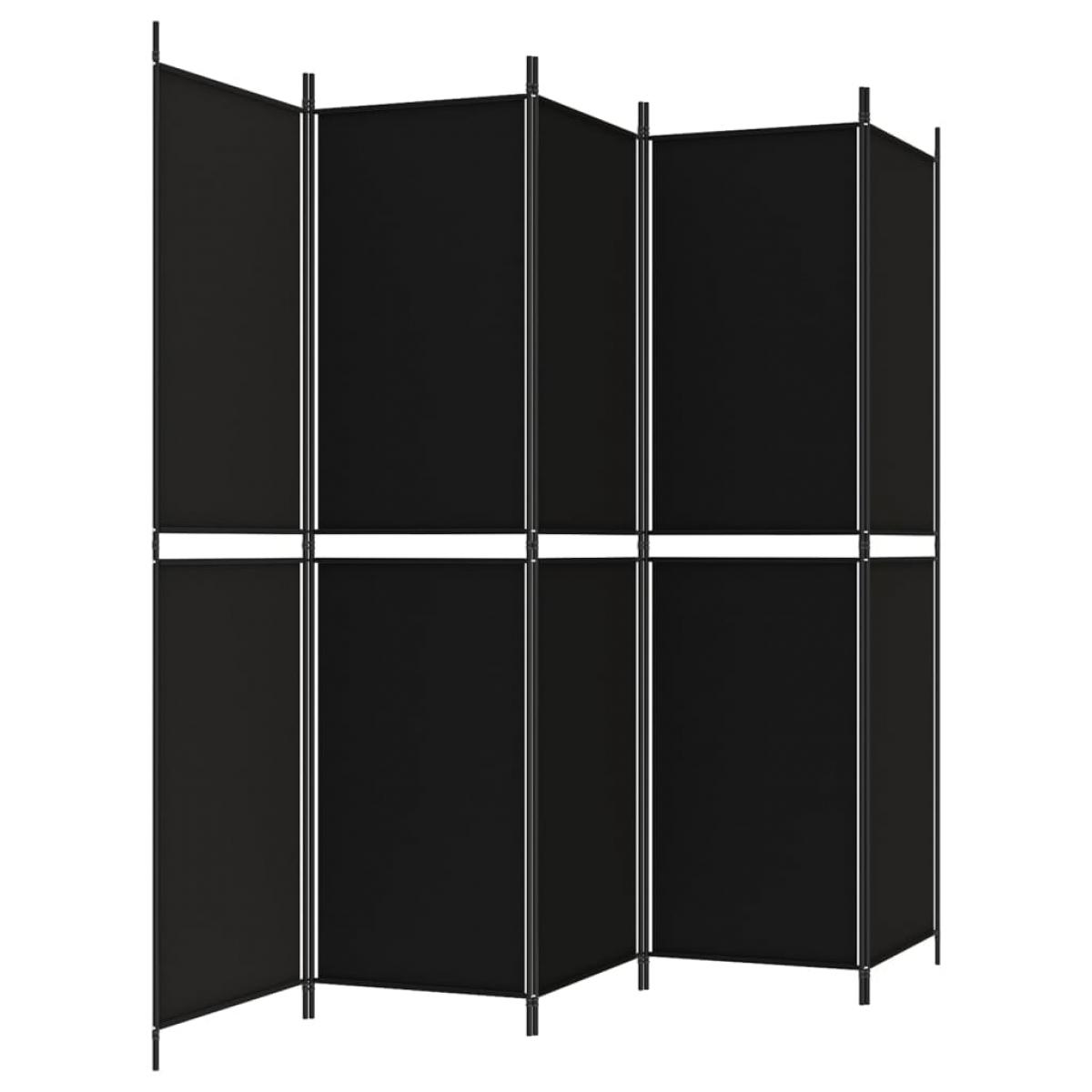Biombo divisor de 5 paneles de tela negro 250x200 cm