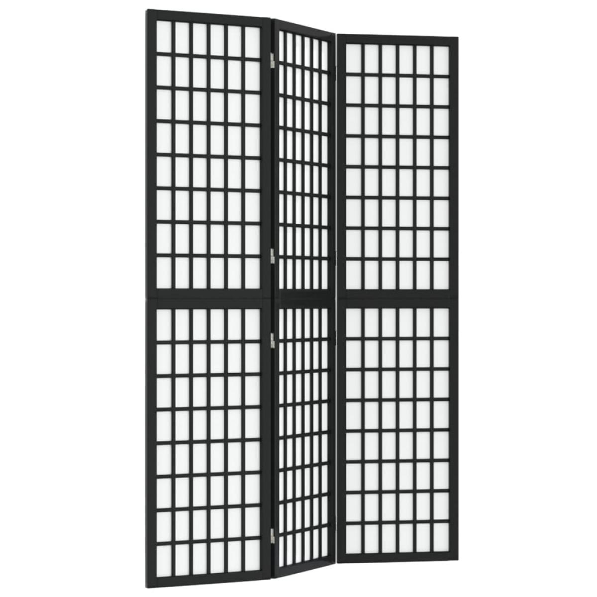 Biombo plegable con 3 paneles estilo japonés negro 120x170 cm