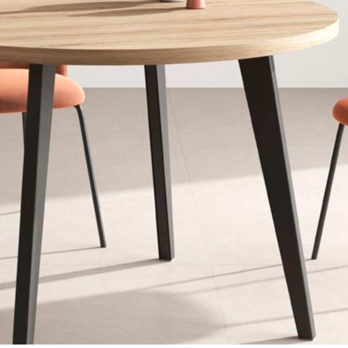Mesa comedor redonda pata metálica inclinada negra | Mesas baratas ...