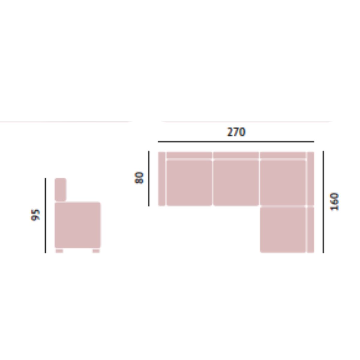 chaiselonge deslizante y reclinable 270cm reversible merin
